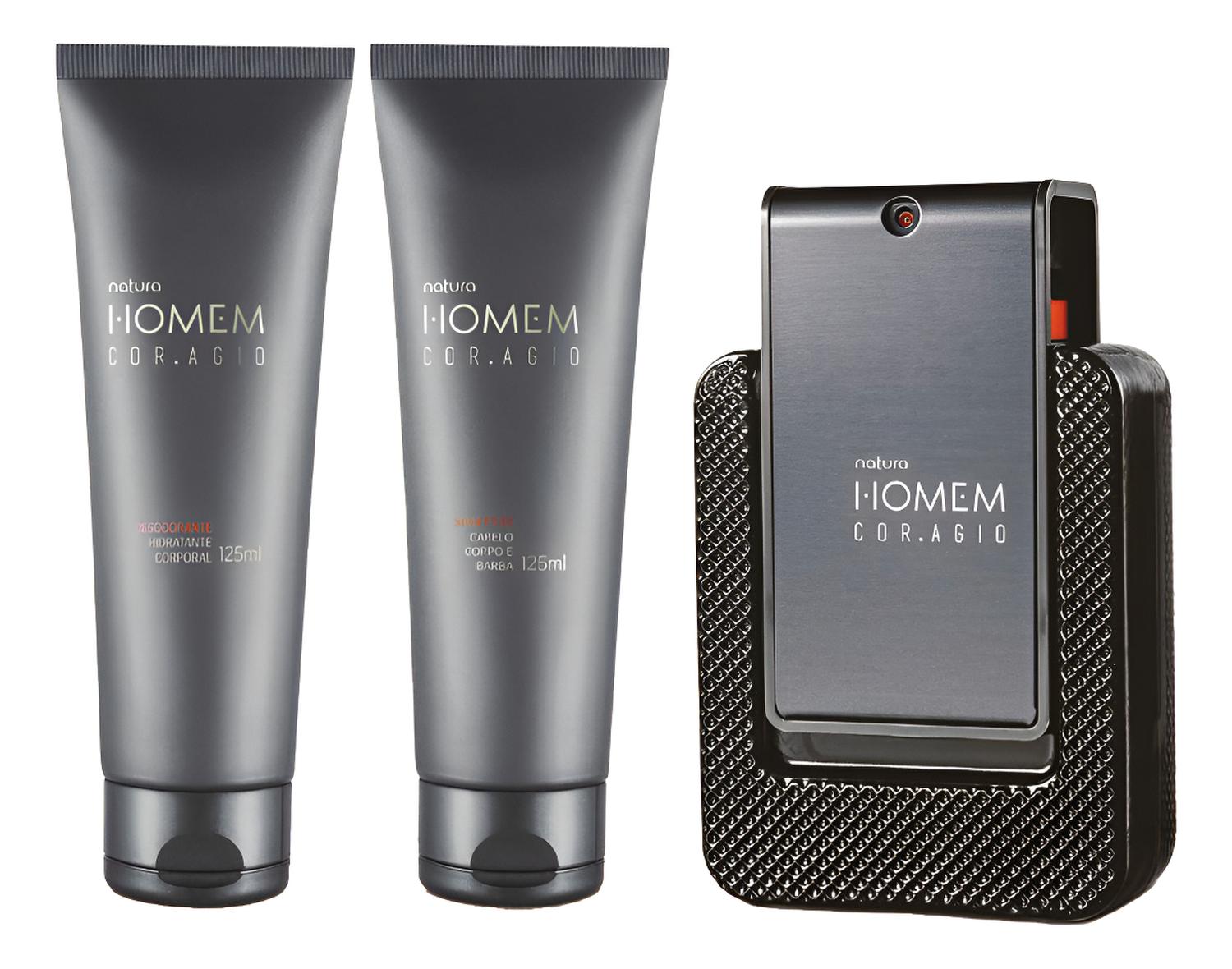 Homem Coragio Perfume De Hombre Con Hidratante Y Shampoo - Tienda Novus